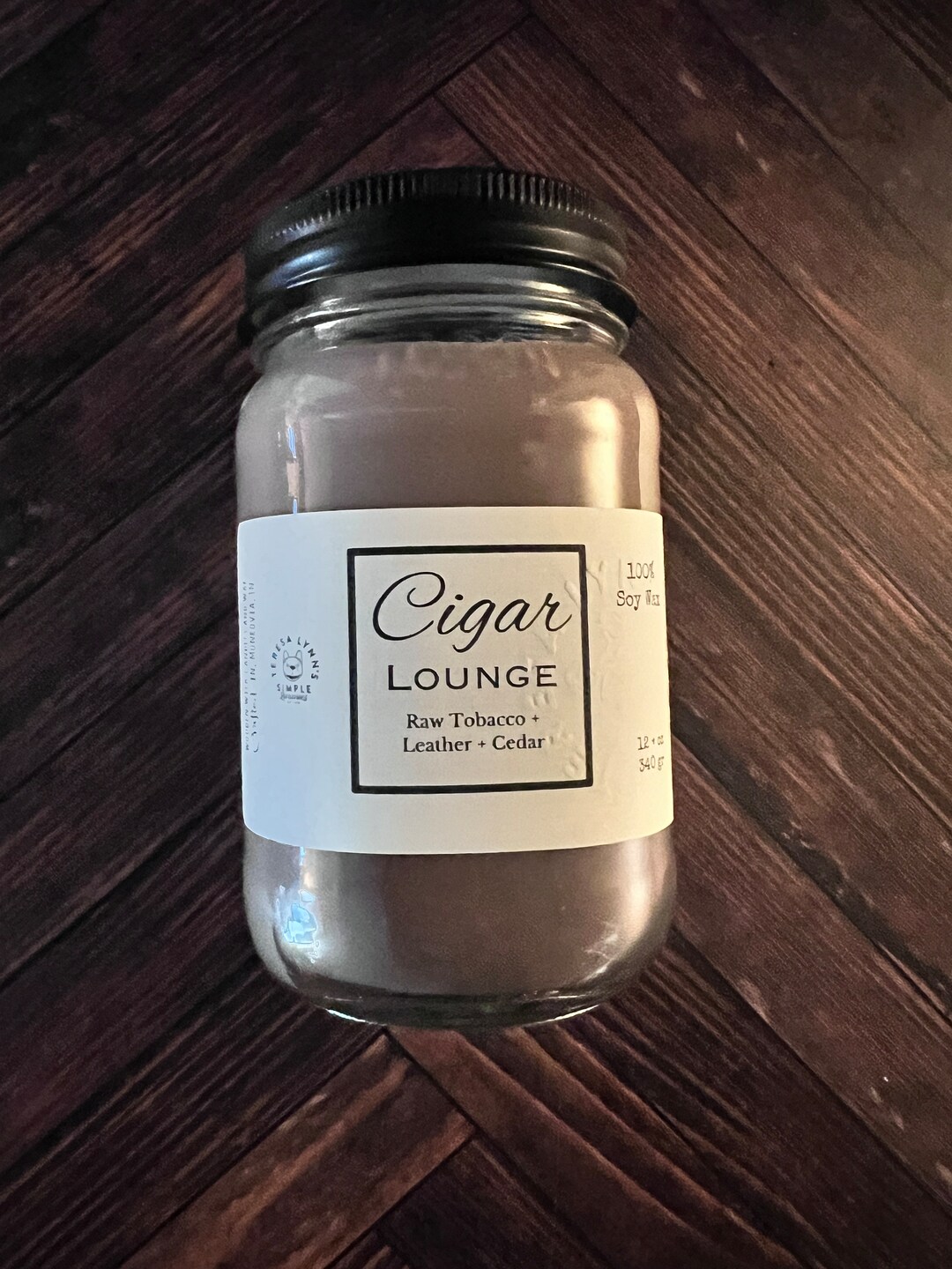 Cigar Lounge Tobacco and Cedar, Scented Candle, Wooden Wick Soy Candle ...