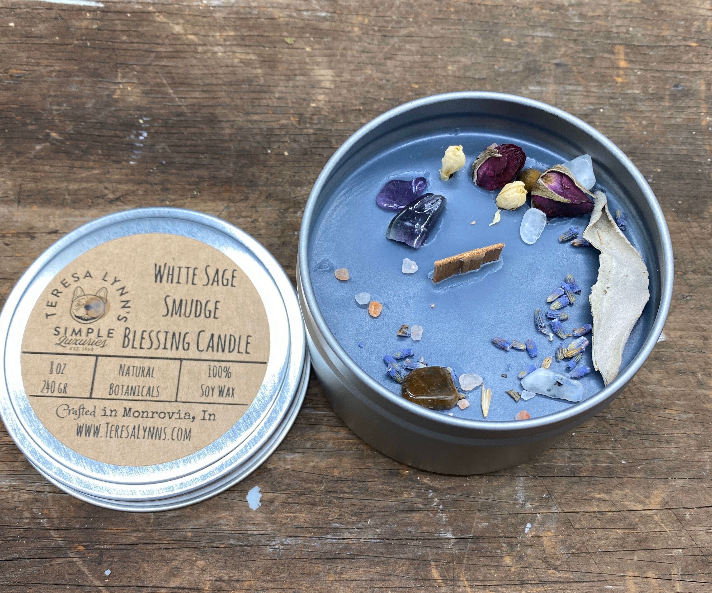 White Sage, Blessing candle, , Lavender, Stones, Crystal, intention ...