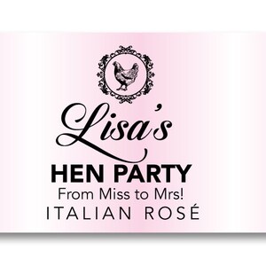 Personalised Mini Hen Do Party Prosecco Bottle Labels Any Name. White ...