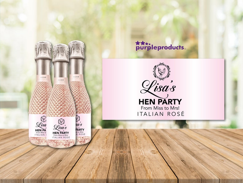 Personalised Mini Hen Do Party Prosecco Bottle Labels Any Name. White ...