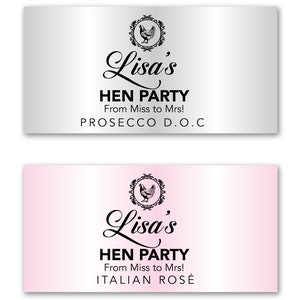 Personalised Mini Hen Do Party Prosecco Bottle Labels Any Name. White ...