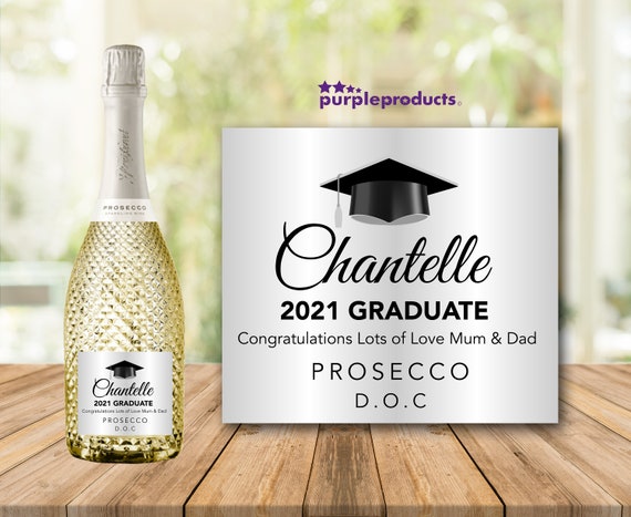 Personalised Graduation Prosecco Bottle Label Any Name. - Etsy