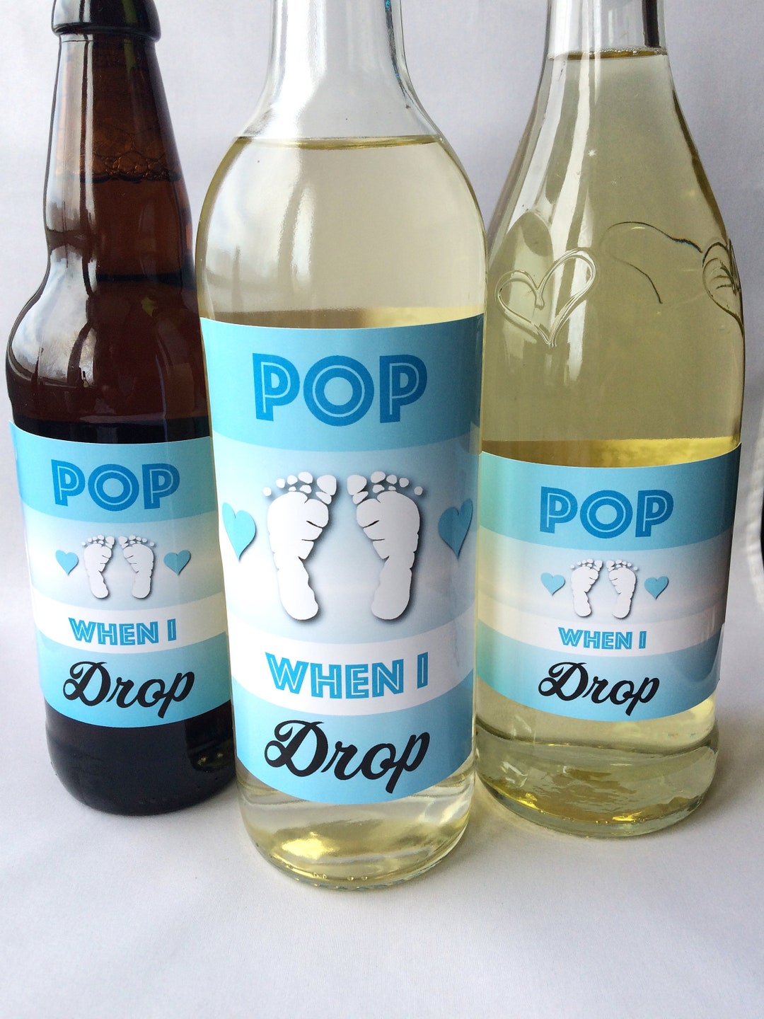 Pop When I Drop Baby Shower Bottle Labels: Wine, Champagne, Beer ...