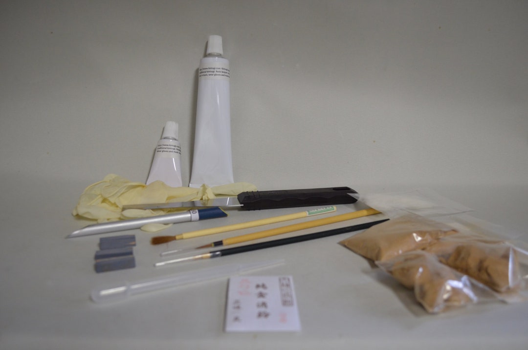 Kintsugi Materials Set, Real Lacquer, Pure Gold Powder, English Manual ...