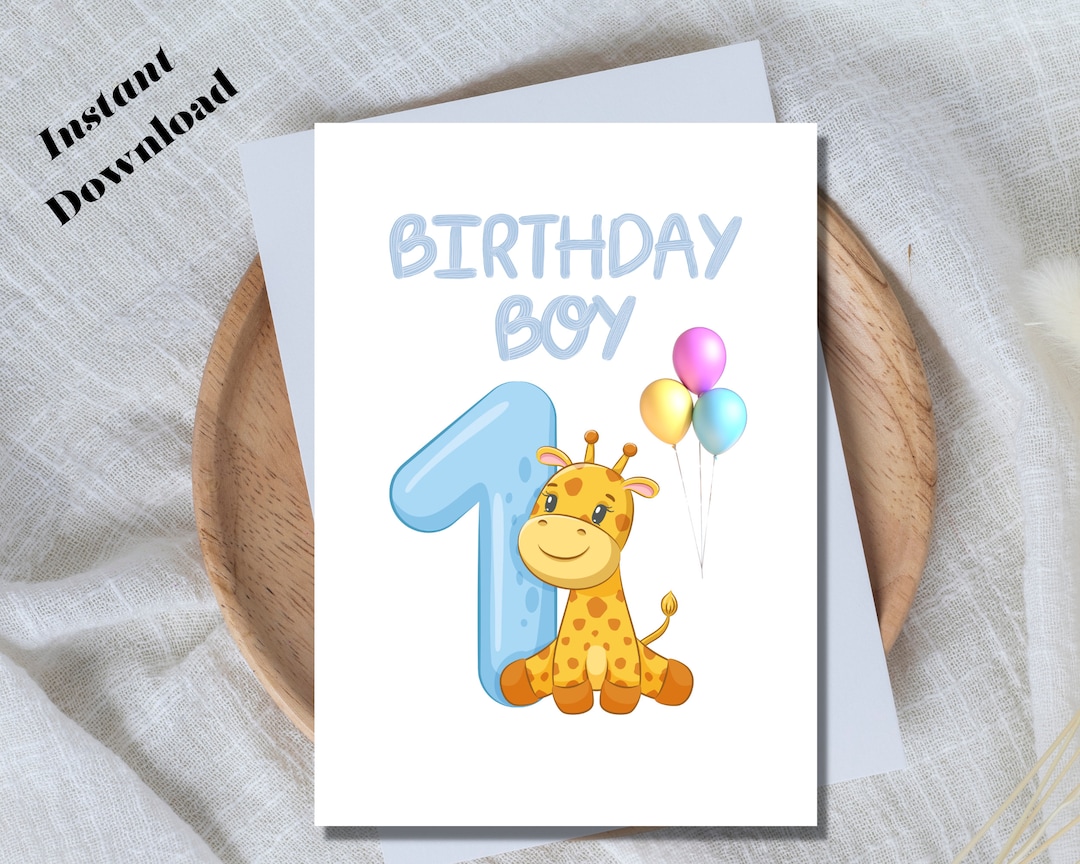 1 Year Old Boy, Grandson 1st Birthday Card, Printable Birthday Cards ...