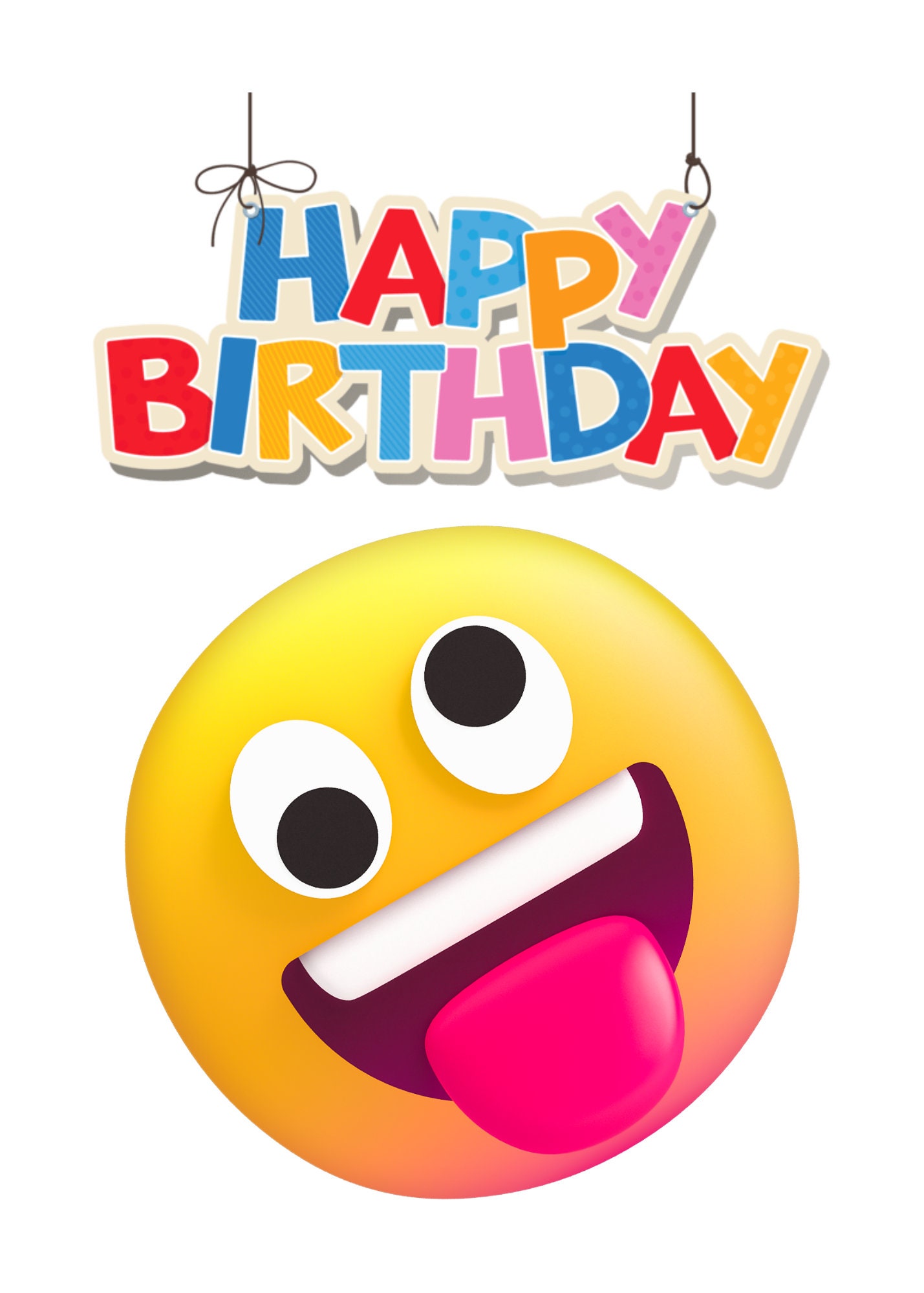 Happy Birthday Smiley, Happy Birthday Card, Mini Greeting Cards ...