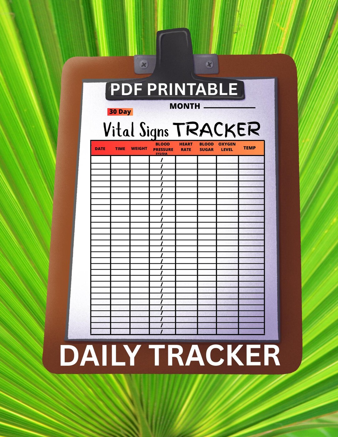 30-day Vital Signs Tracker: Printable Daily Health Log (PDF Download ...