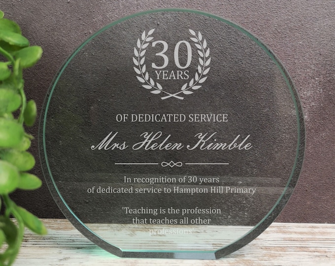 Personalised Crystal Employee Award, Retirement Appreciation, for ...