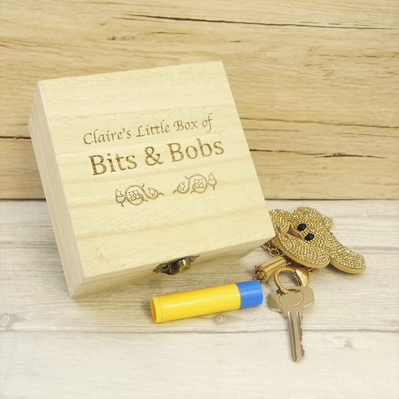 Personalised Engraved Wooden Storage Box Bits and Bobs Box | Etsy