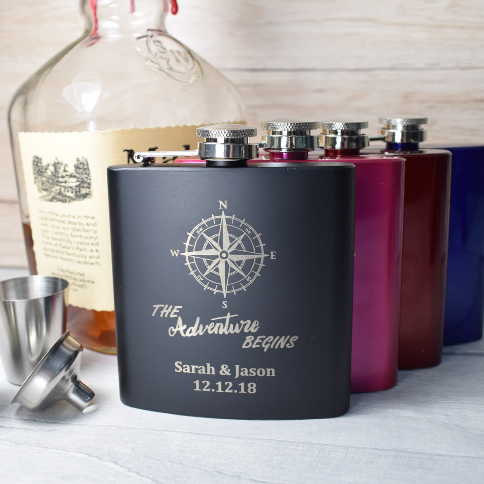 Personalised Engraved Wedding Hip Flask Bride and Groom - Etsy