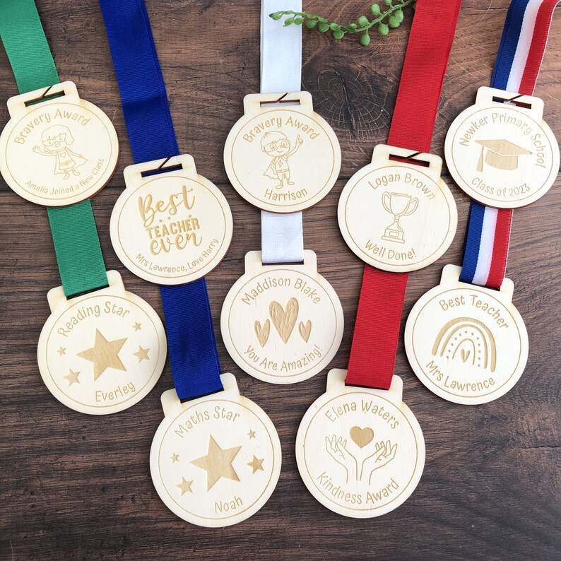 Personalised Engraved Wooden Medal With Hearts | Well Done Medals | Eco ...