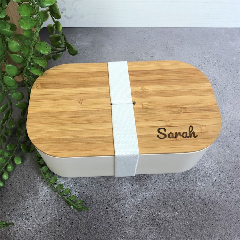 Personalised Engraved Bamboo Lunch Box Eco Friendly for Work Office ...