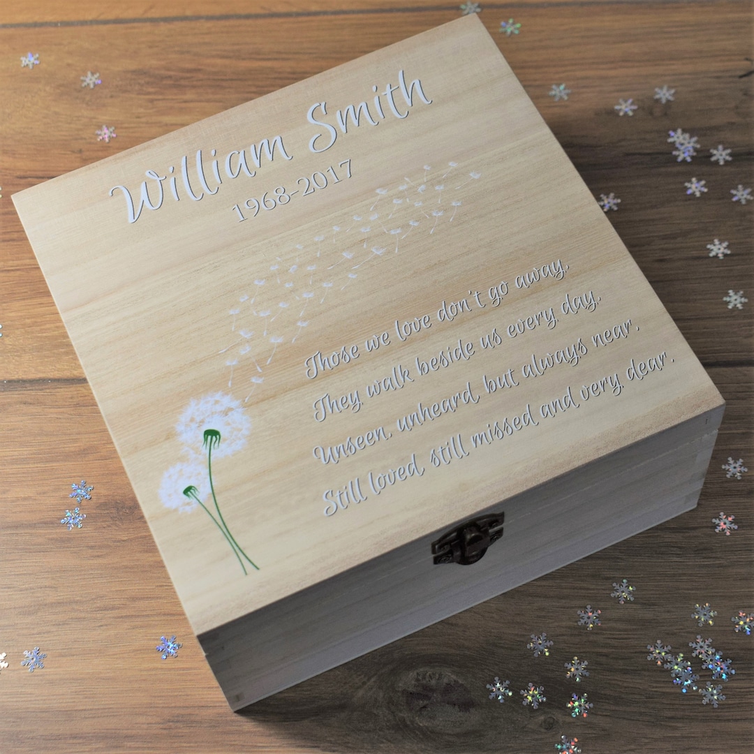 Printed, Personalised Dandelion Remembrance Keepsake Box - in Memory ...