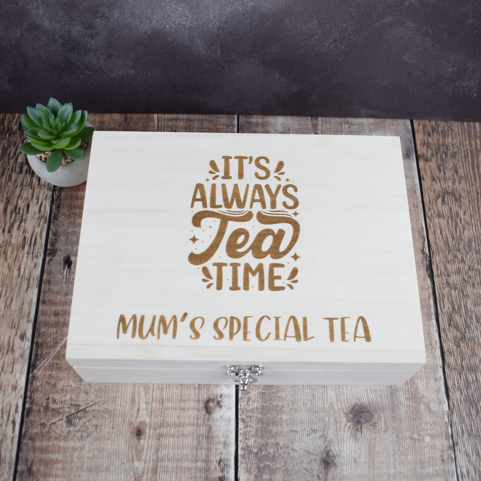 Personalised Engraved Tea Storage Box - Perfect Custom Gift for Tea ...