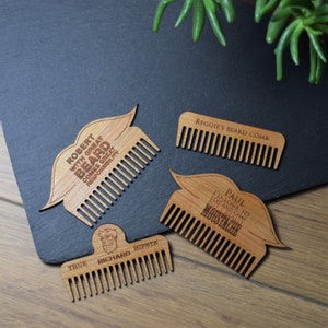 Custom Engraved Laser Cut Beard Comb, Wooden Comb, Mens Gift ...