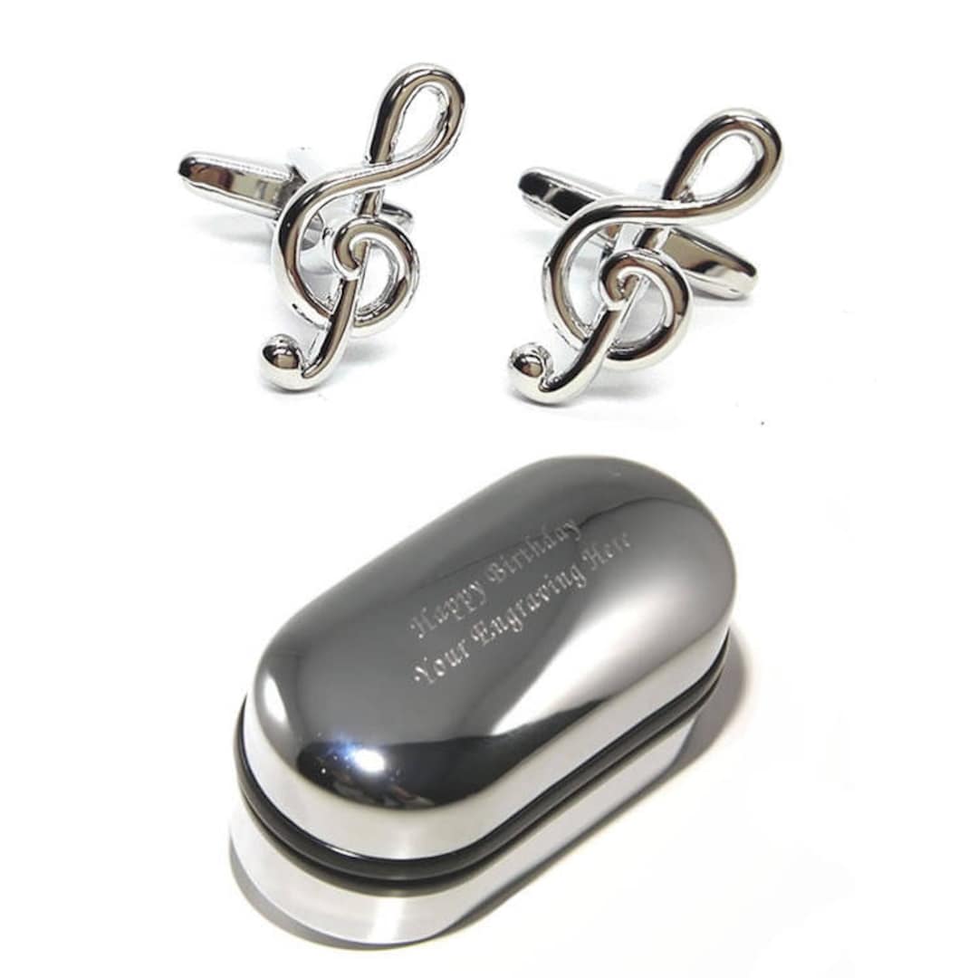 Music Teacher Musical Note Treble Clef Cufflinks & Engraved Gift Box ...