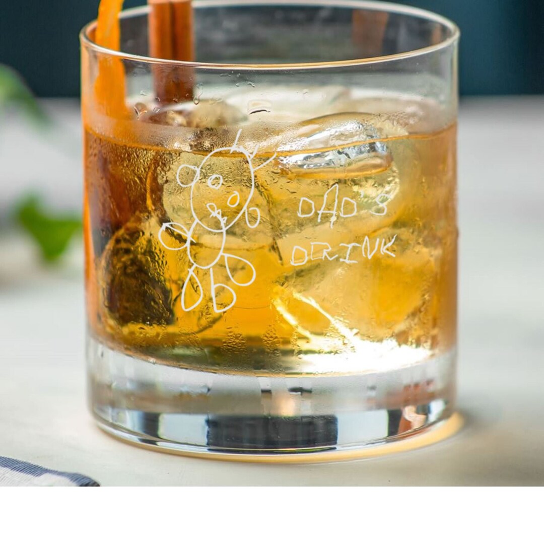 Personalised Child’s Drawing Engraved on Whisky Glass | Gift for Dad ...