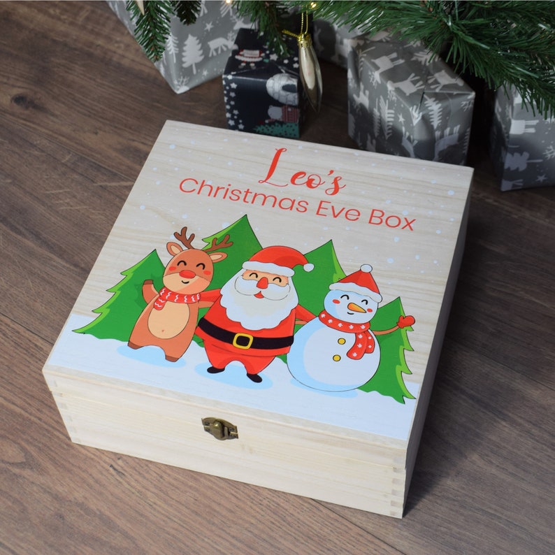 Personalised Printed Xmas Eve Box - Custom Wooden Christmas Box for ...