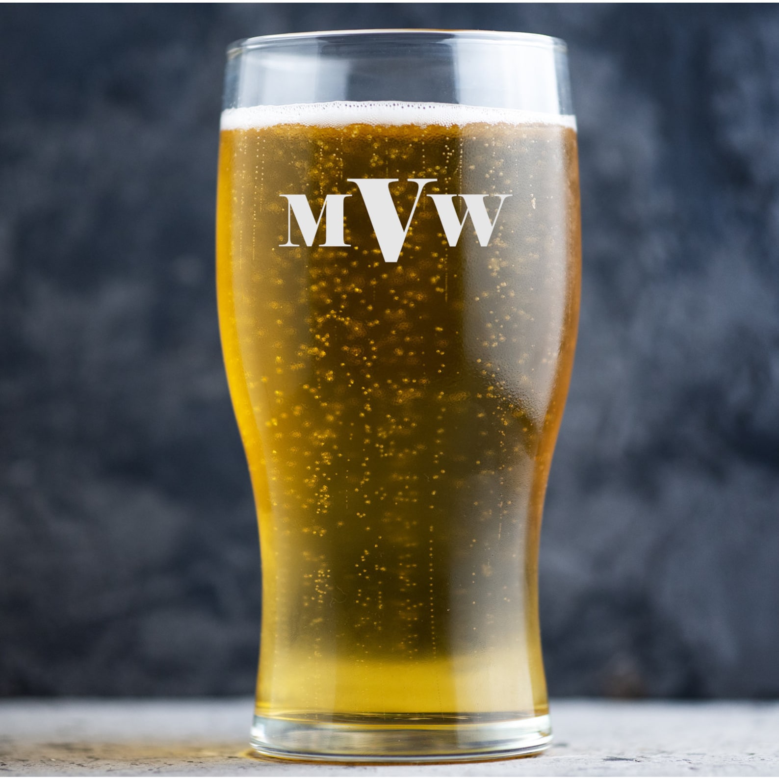 Personalised Beer Glass, Custom Beer Glass, Initial Monogram Engraved ...