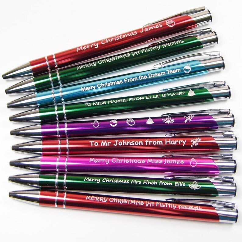 Personalised Pen, Engraved Christmas Pen Teacher Gift, Stocking Secret ...