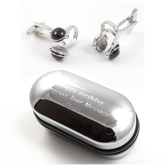 DJ Music Headphones Cufflinks & Engraved Gift Box X2AJ055 | Etsy