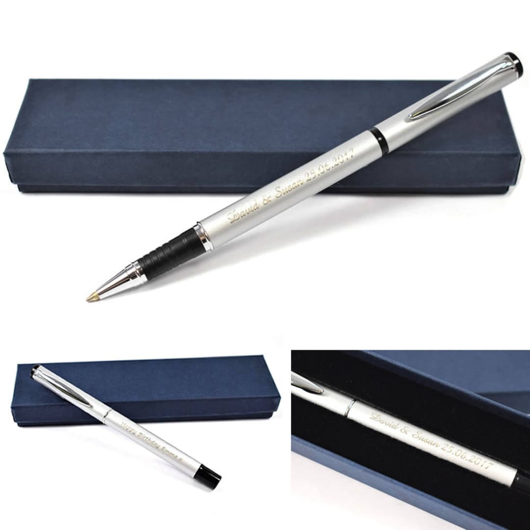 Personalised Pen, Engraved Pen - Engraved Silver Rollerball Pen, Great ...