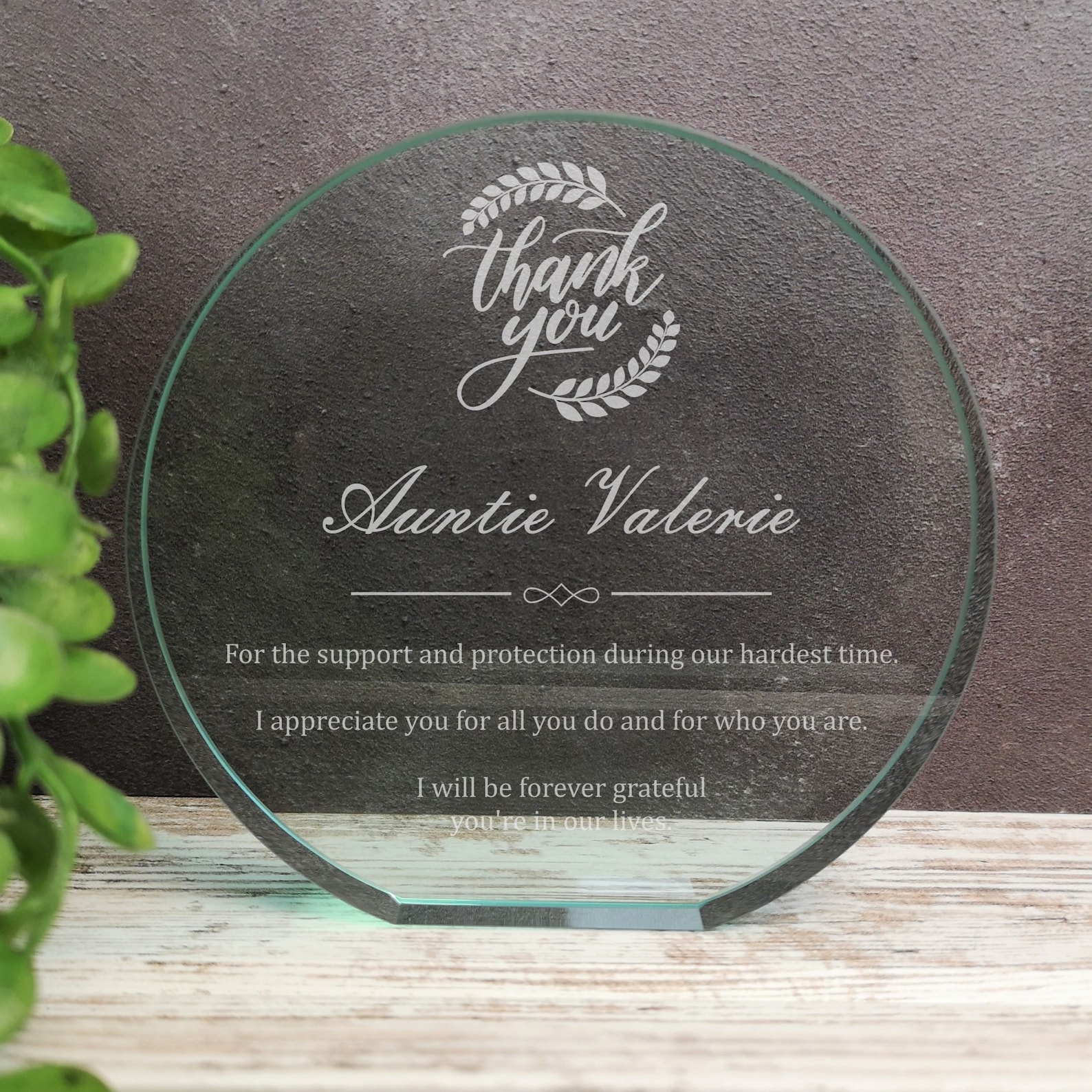 Personalised Thank You Gift Engraved Glass Plaque Award - Etsy
