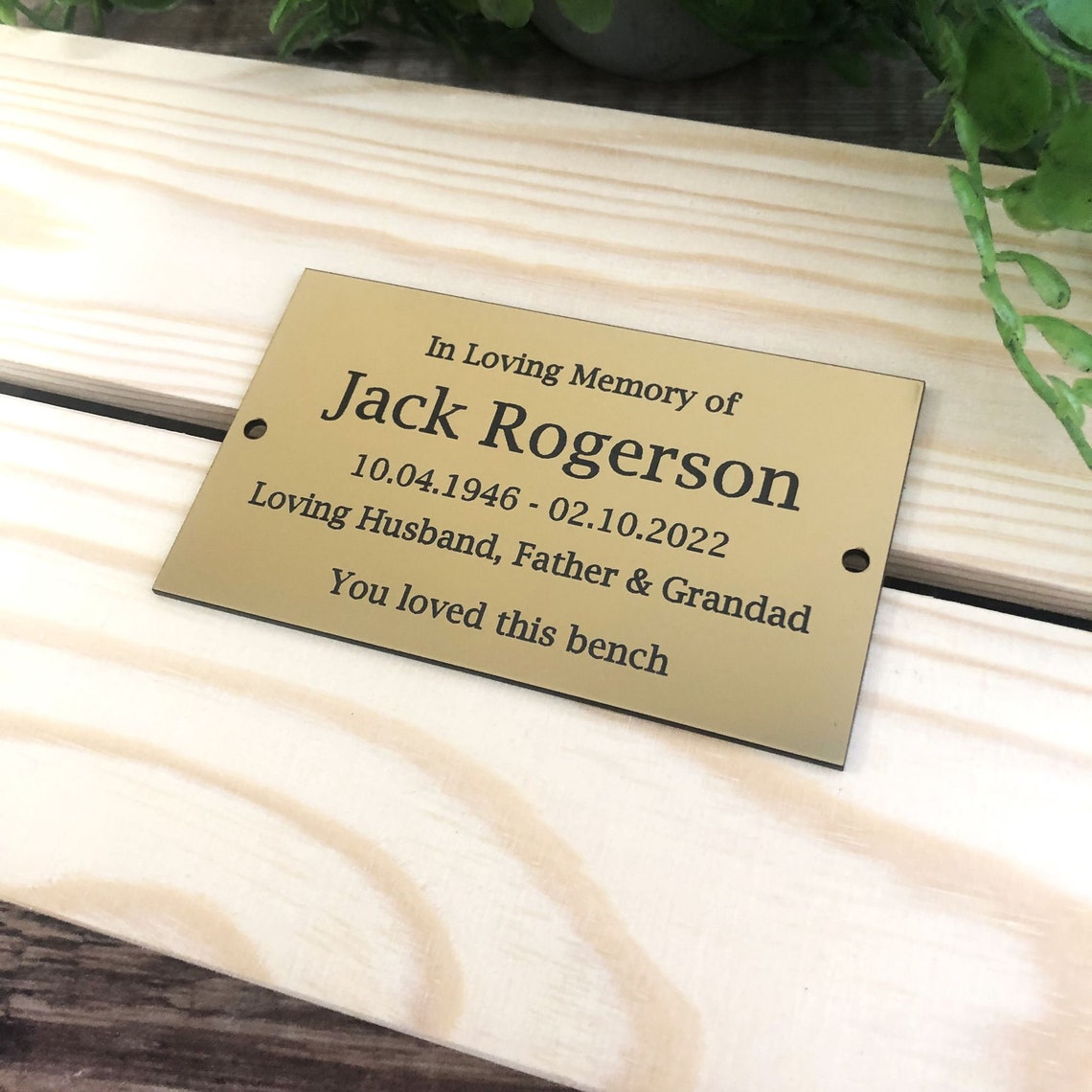 Personalised Memorial Bench Plaques - Remembrance All Weather Memorial ...