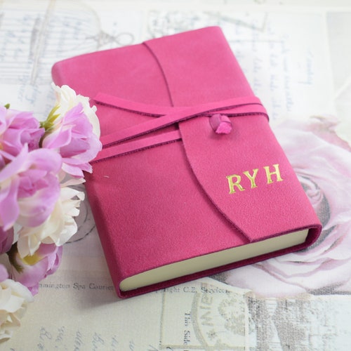 Personalised Embossed Medium Pink Genuine Leather Journal - Etsy