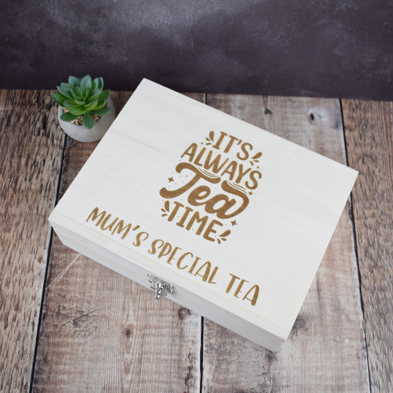 Personalised Engraved Tea Storage Box - Perfect Custom Gift for Tea ...