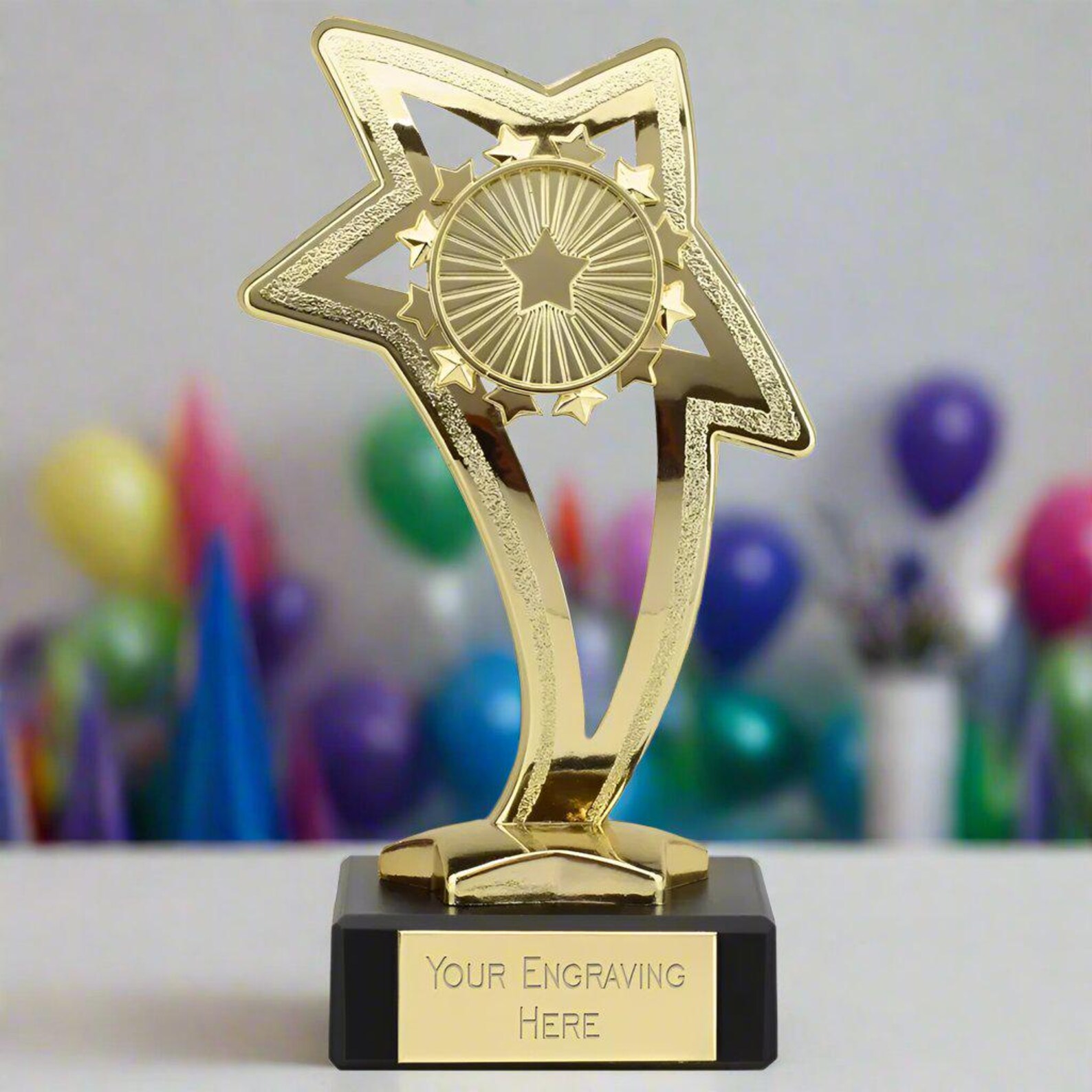 Gold Shooting Star Trophy Award, Curved Star Award, Add Your Own Logo ...