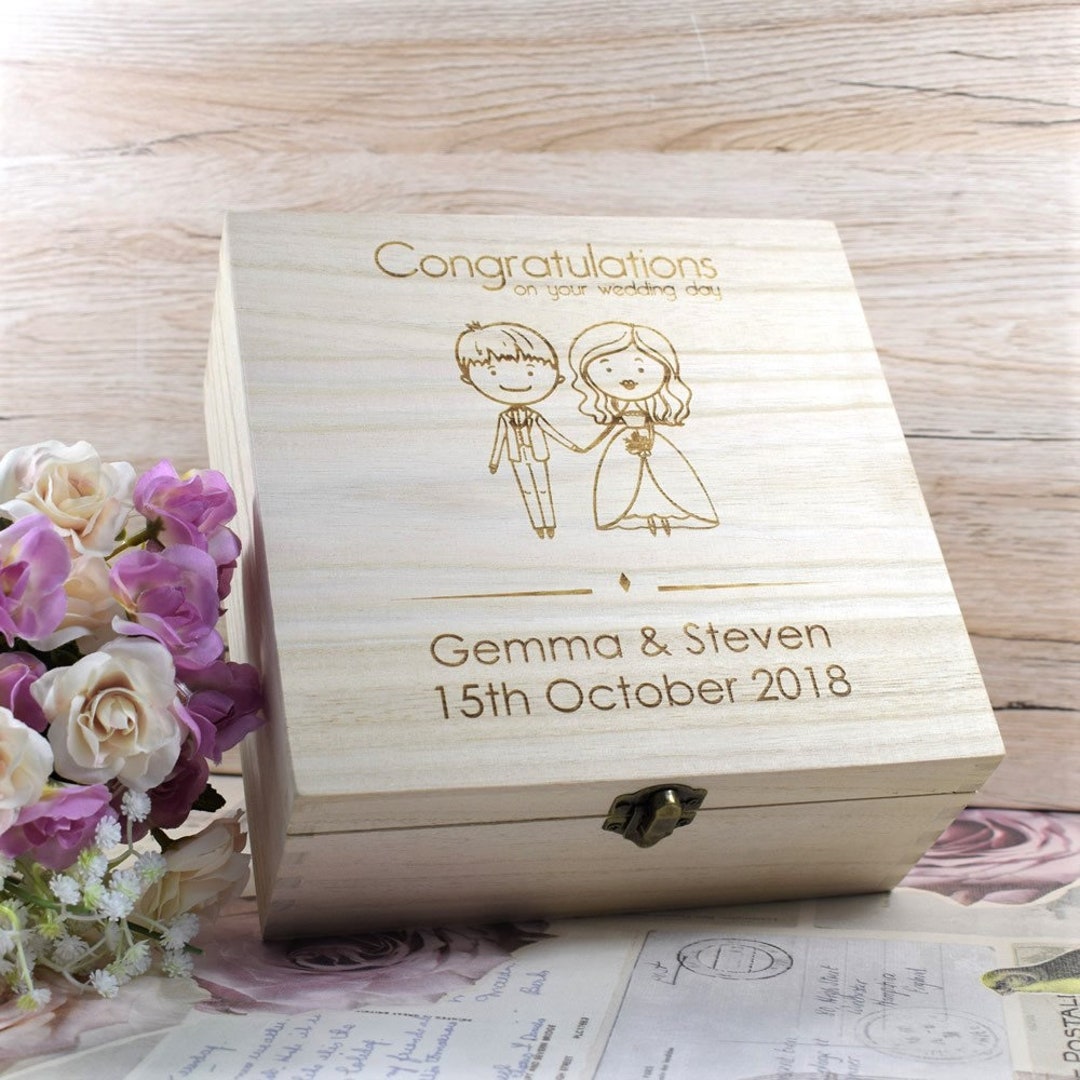 Engraved, Custom Wedding Congraulations Keepsake Box - Wedding Gifts ...
