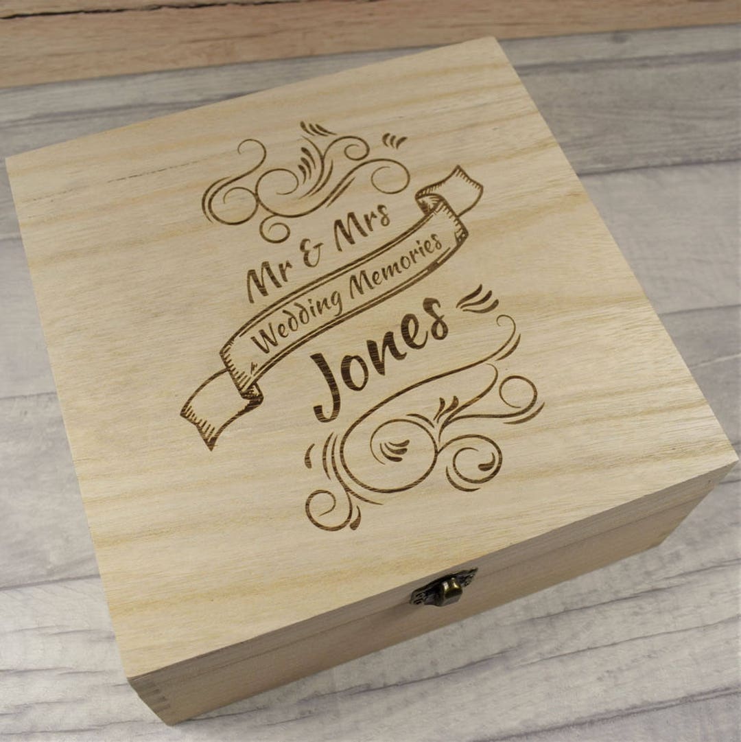 Engraved Wooden Wedding Memories Box - Wedding Keepsakes, Wedding Boxes ...