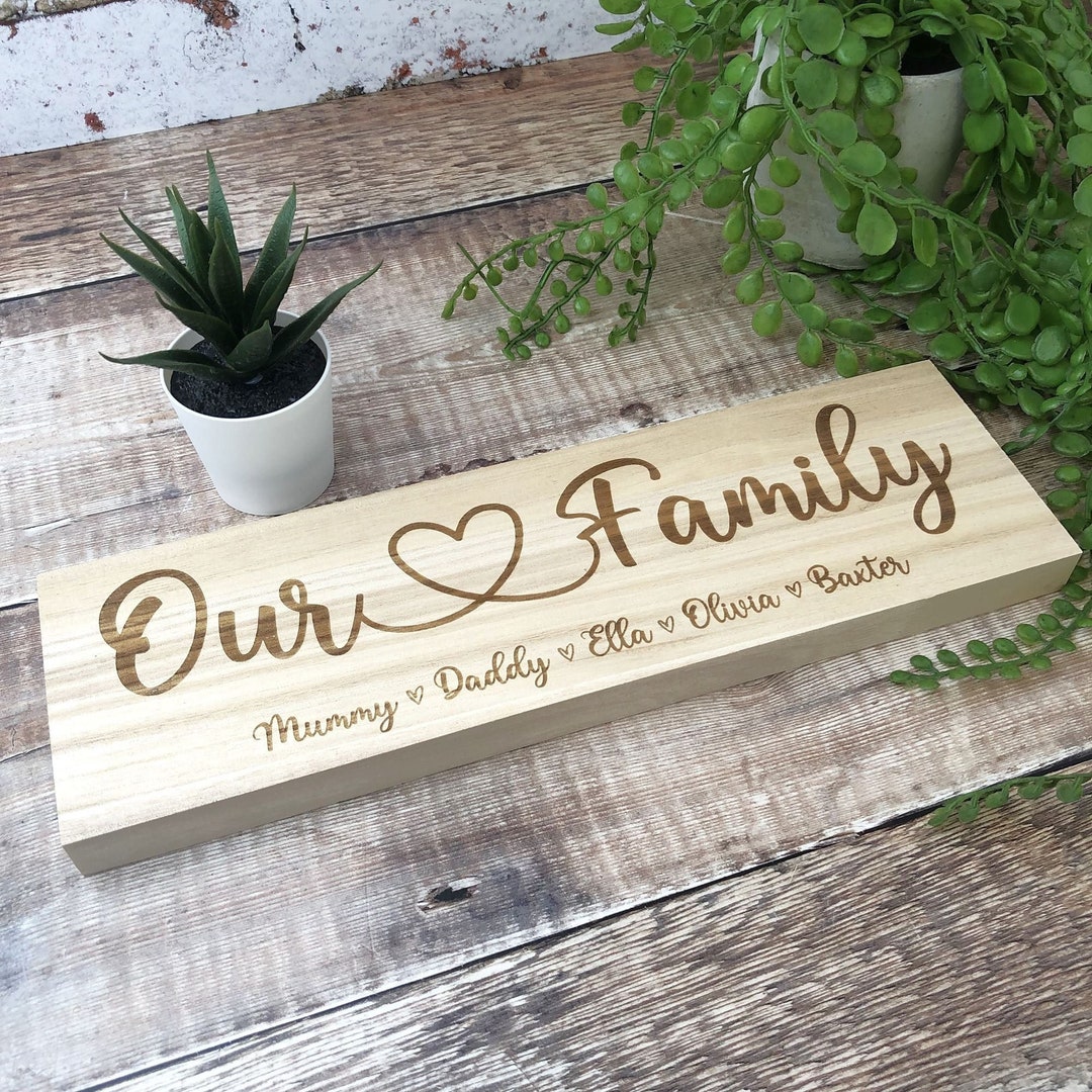 Personalised Engraved Family Wall Hanging Freestanding Wooden Plaque ...