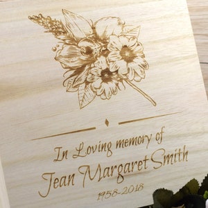 Engraved, Personalised Floral Remembrance Keepsake Box - in Memory ...