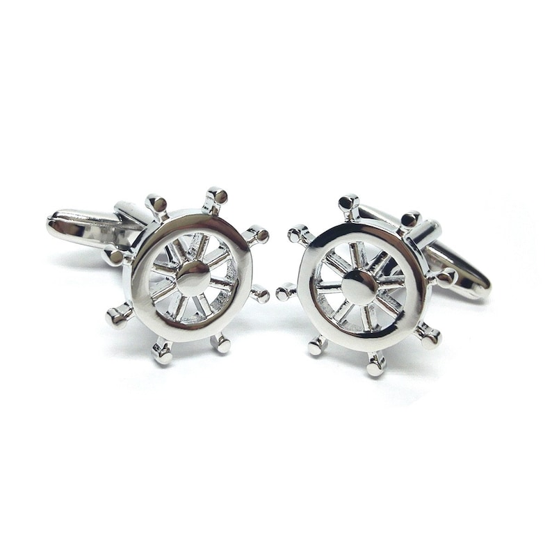 Nautical Sailing Ships Wheel Cufflinks & Engraved Gift Box (X2PSN136 ...