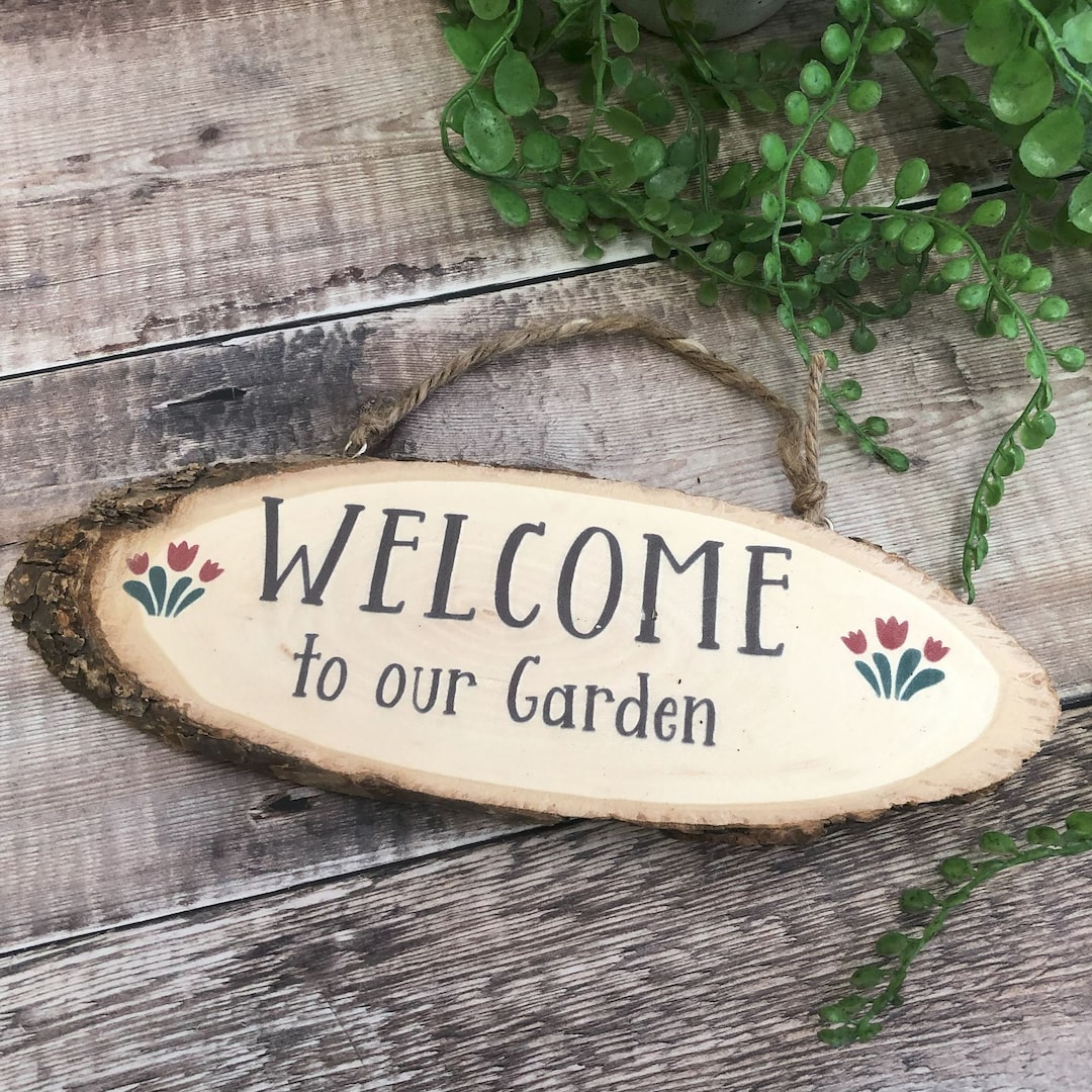 Wooden Welcome to Our Garden Sign – Rustic Hanging Decor, Gifts for ...