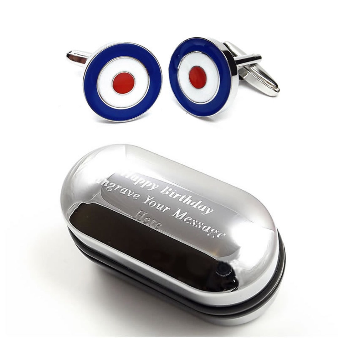 RAF Target Roundel Cufflinks & Engraved Gift Box (X2PSN258) - Novelty ...
