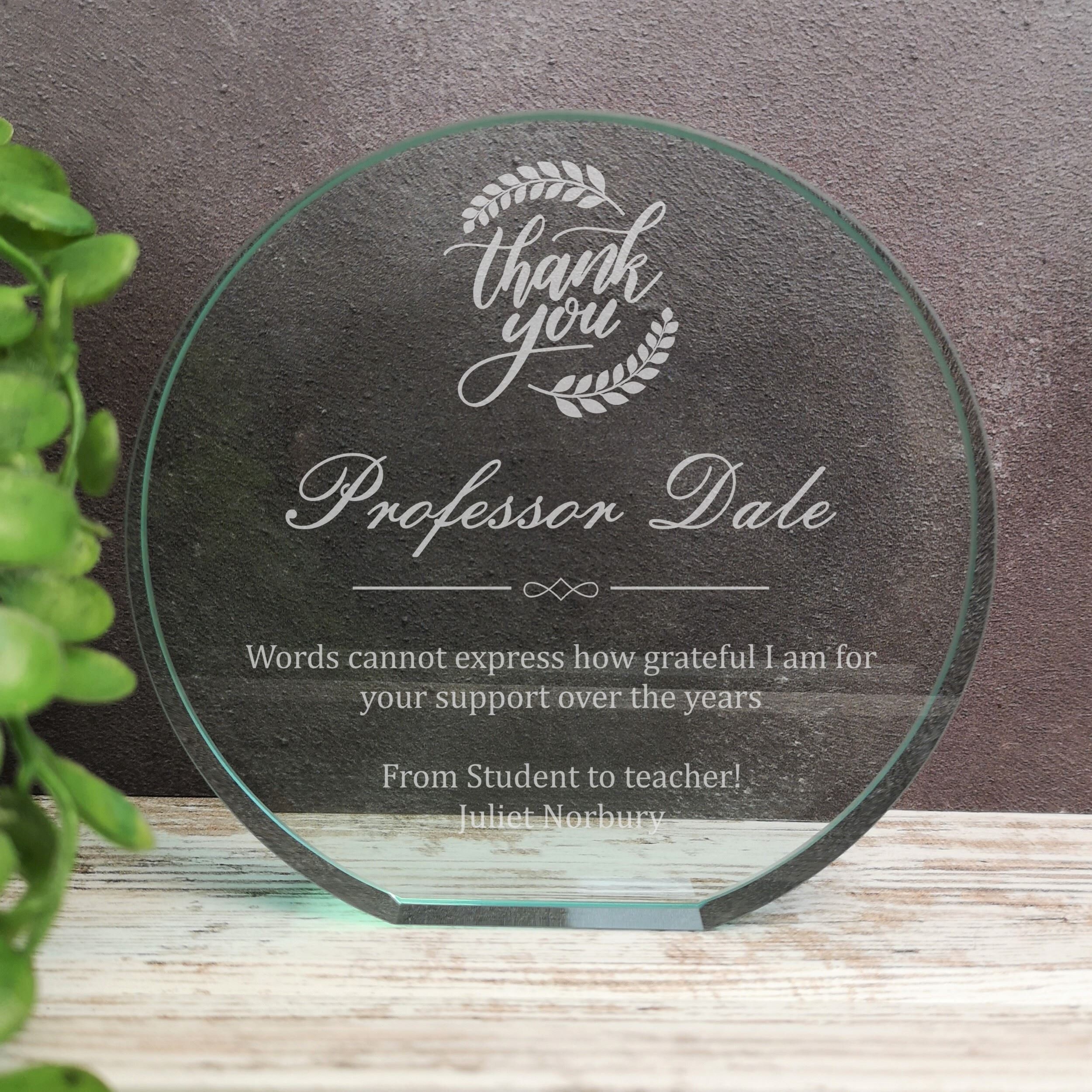 Personalised Thank You Gift Engraved Glass Plaque Award - Thank You ...