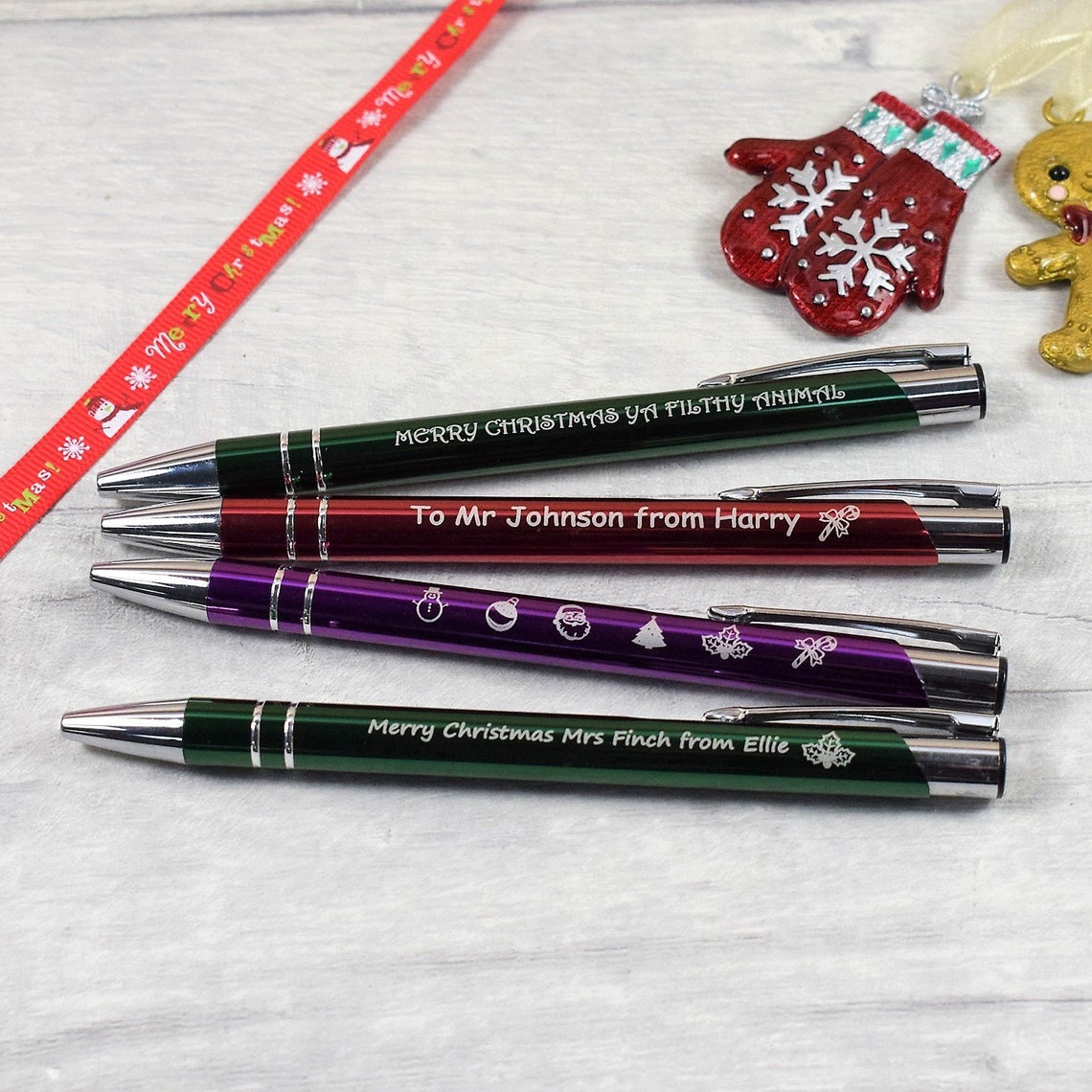 Personalised Pen, Engraved Christmas Pen Teacher Gift, Stocking Secret ...