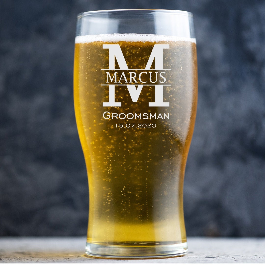 Engraved Beer Glass, Custom Beer Glass, Groomsmen Gift, Personalised ...