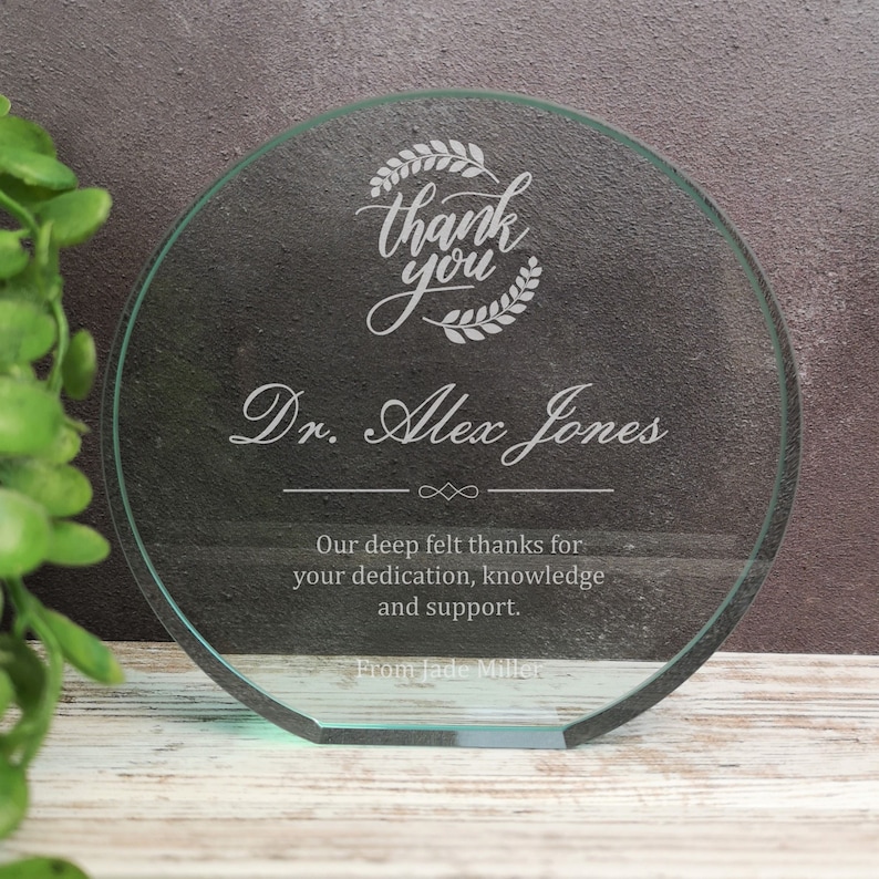 Personalised Thank You Gift Engraved Glass Plaque Award - Thank You ...