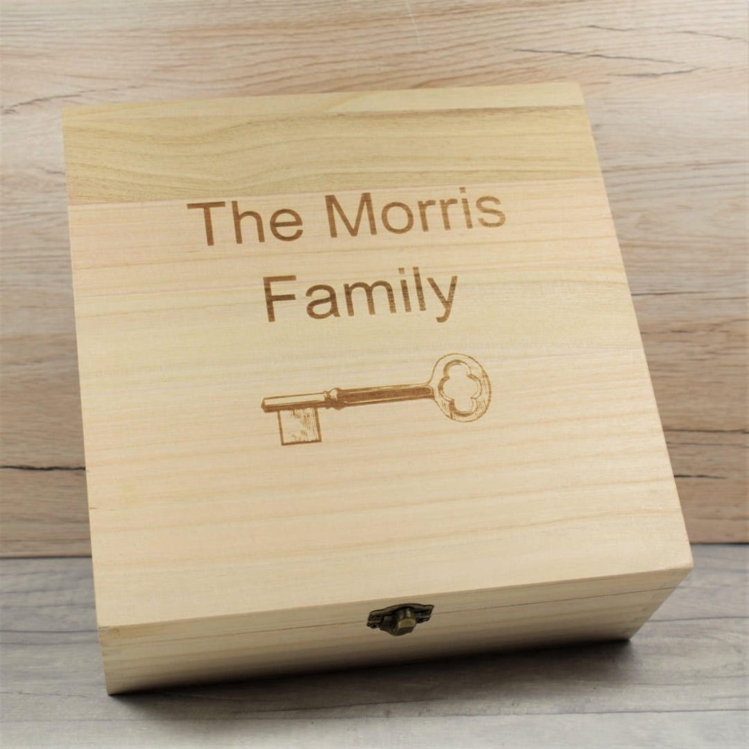 Engraved & Personalised Wooden Key Box - Family Key Box, Wooden ...