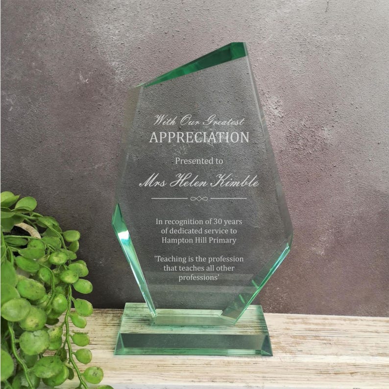 Personalised Crystal Employee Award, Retirement Appreciation, for ...