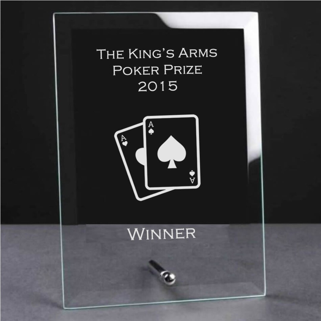 Personalised, Engraved Jade Glass Plaque Trophy Award Poker Club Trophy ...