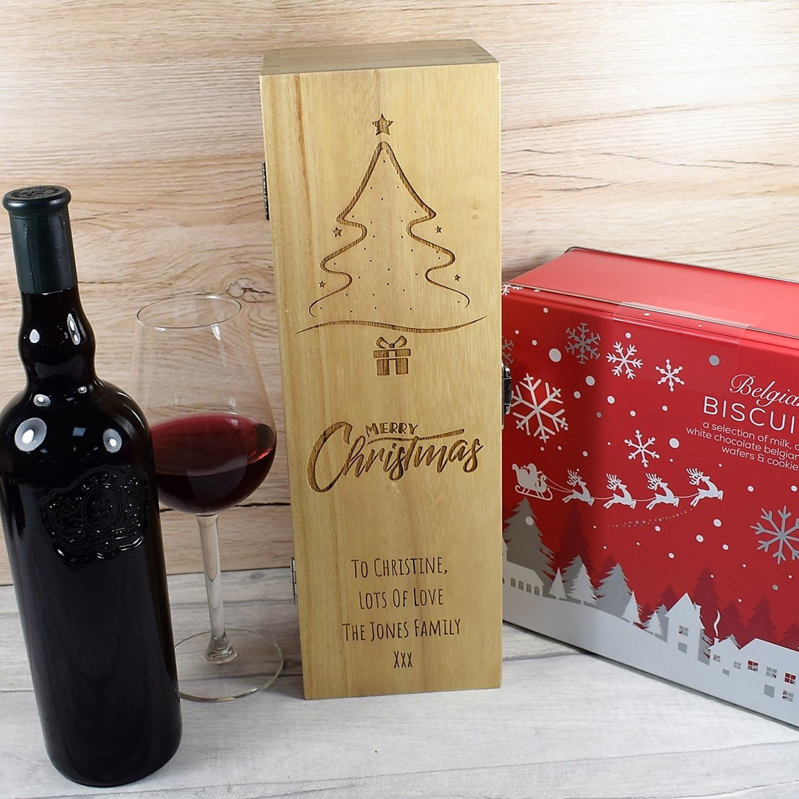 Personalised Wooden Wine Box Christmas Wine Box With - Etsy