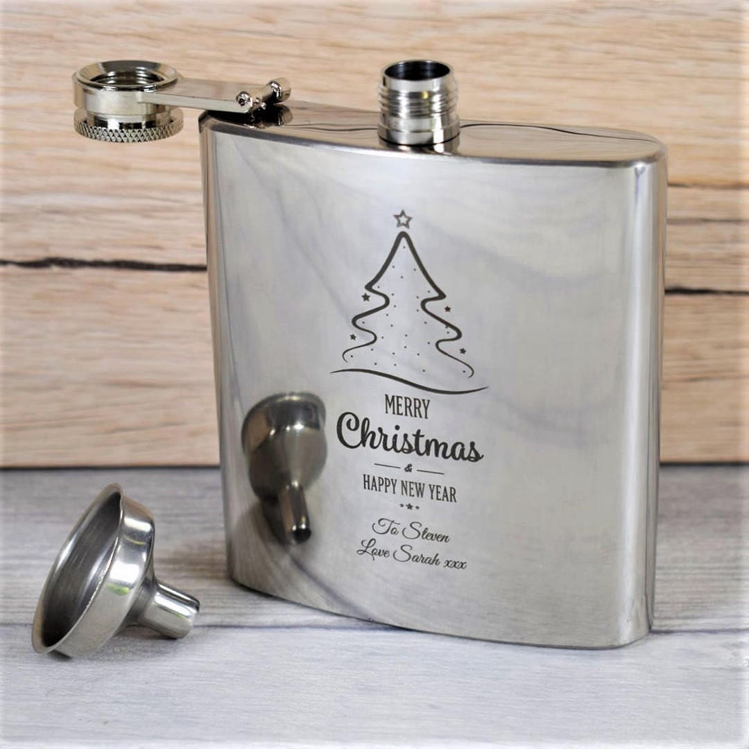 Festive, Engraved Christmas Hip Flasks - Christmas Presents, New Year ...