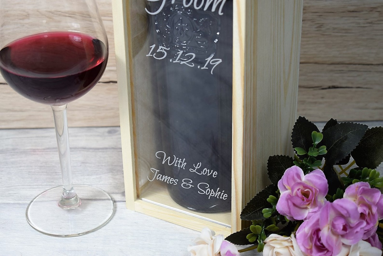 Personalised Wine Box Engraved Rustic Wooden Wedding Wine Box - Etsy