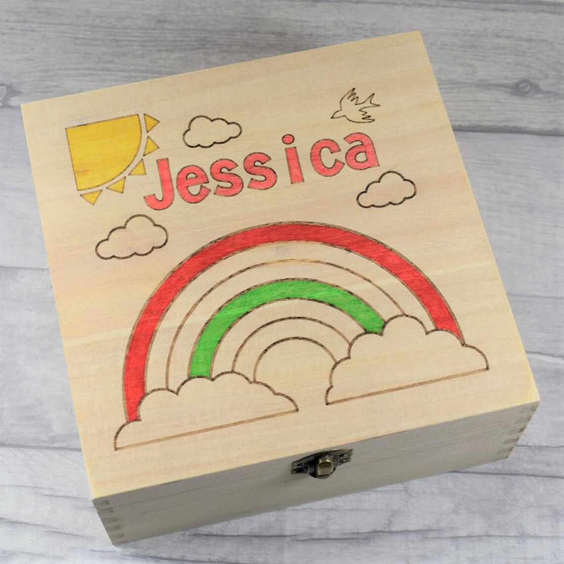Personalised Children's Colouring in Box With Rainbow | Etsy