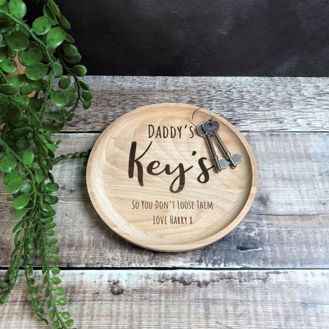 Personalised Wooden Key Coin Tray Wooden Trinket Dish Father's Day Gift ...